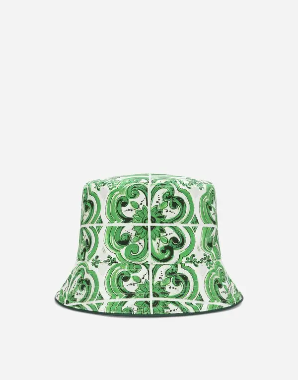 Dolce & Gabbana Reversible Bucket Hat With Majolica Hats And Gloves - Print