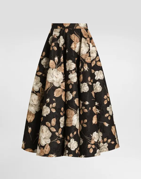 Dolce & Gabbana Vintage Rose- Brocade Midi Skirt Skirts - Print