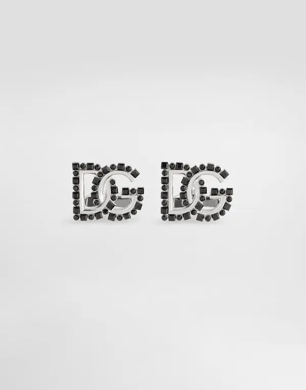 Dolce & Gabbana Dg Logo Cufflinks With Rhinestones Bijoux Metal - Silver
