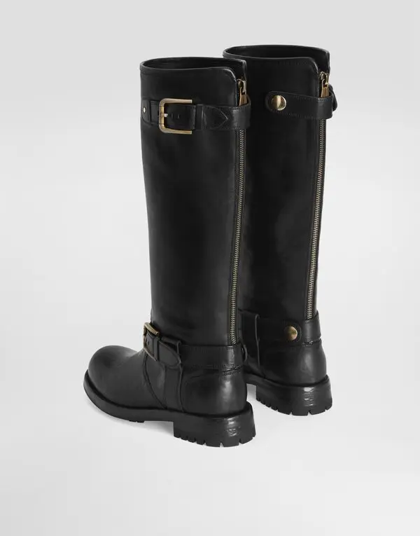 Dolce & Gabbana Calfskin Biker Boots Boots And Booties