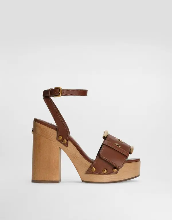 Dolce & Gabbana Cowhide Wedge Sandals Sandals And Wedges - Brown