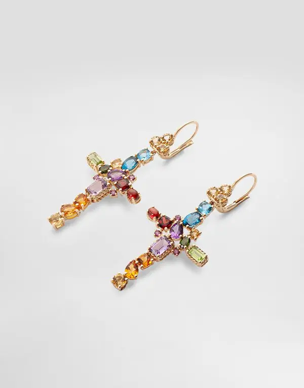 Dolce & Gabbana 999 Or Rainbow Croce Earrings Gold