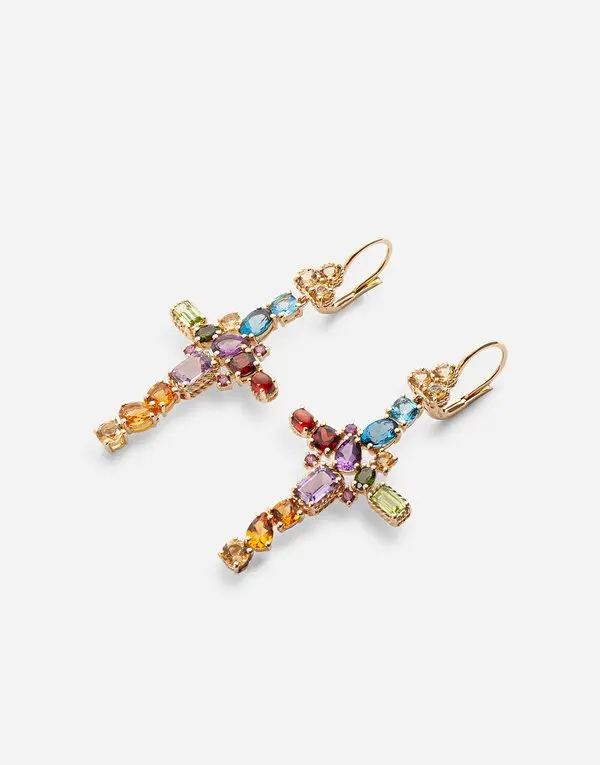 Dolce & Gabbana 999 Or Rainbow Croce Earrings Gold