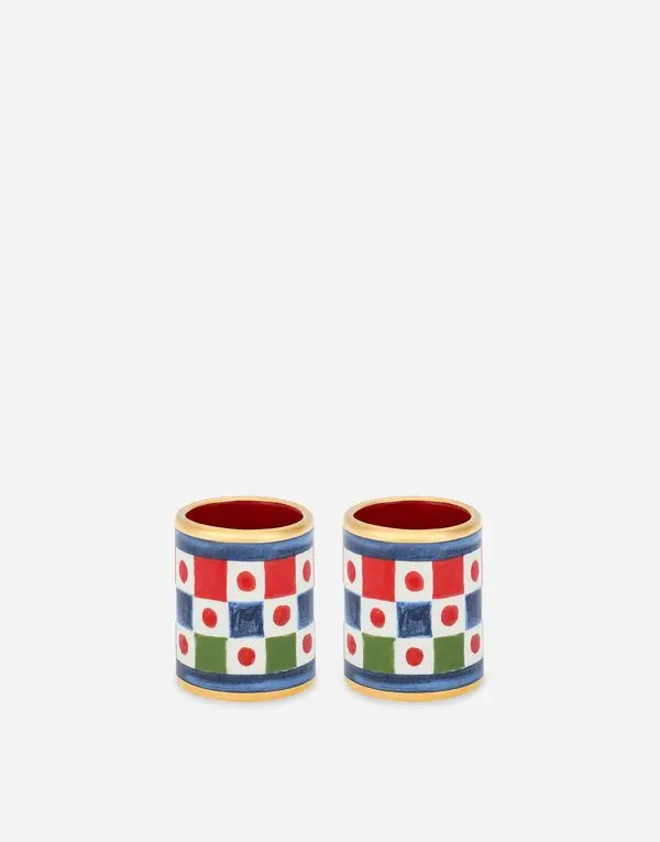 Dolce & Gabbana Set 2 Large Porcelain Napkin Rings Napkin Rings - Multicolor