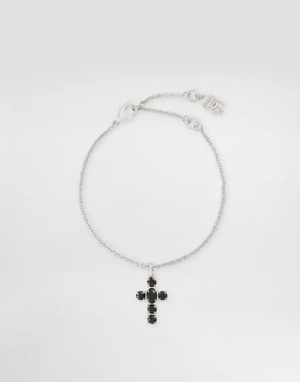 Dolce & Gabbana Link Bracelet With Rhinestone-detailed Cross Charms Bijoux Metal - Silver