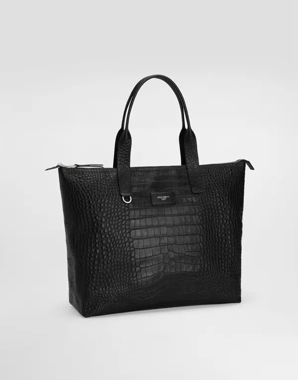 Dolce & Gabbana Medium Crocodile-print Calfskin Shopper Shoppers