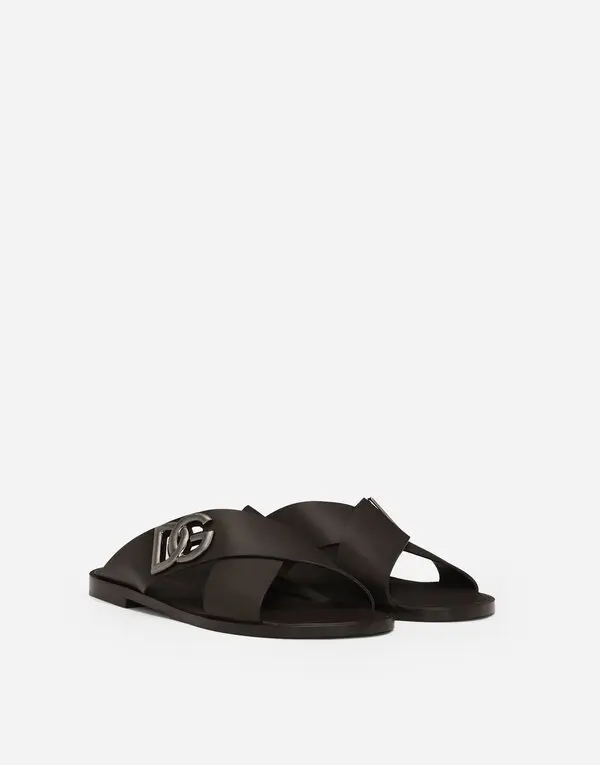 Dolce & Gabbana Calfskin Sandals With Dg Logo