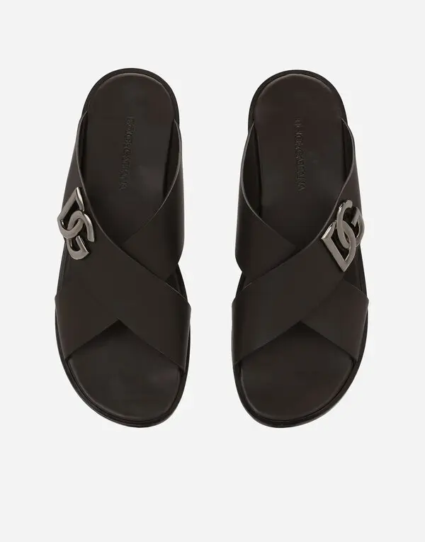 Dolce & Gabbana Calfskin Sandals With Dg Logo
