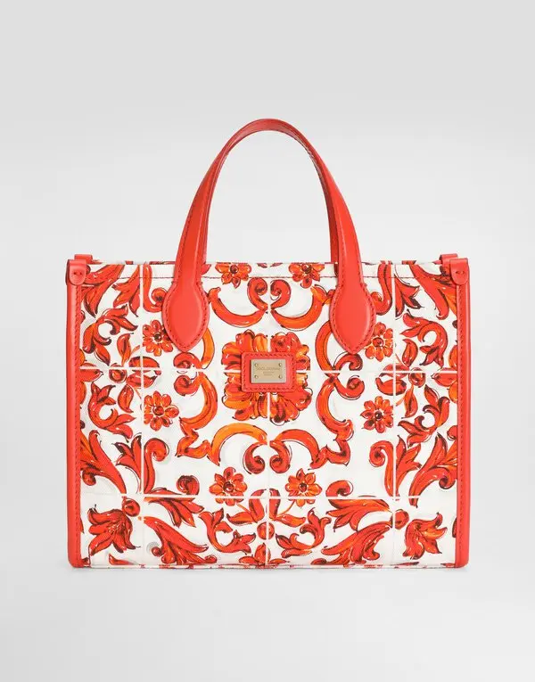 Dolce & Gabbana Dg Tote Shopping Bag In Majolica-print Canvas Accessories - Multicolor