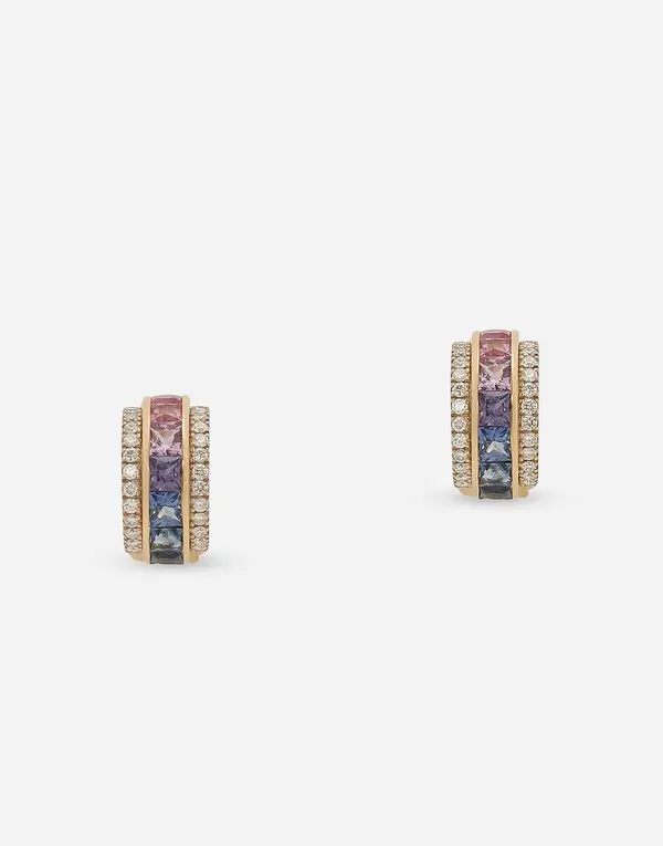 Dolce & Gabbana Rainbow Earrings In Yellow 18kt With Multicolor Sapphires And Diamonds Earrings - Gold