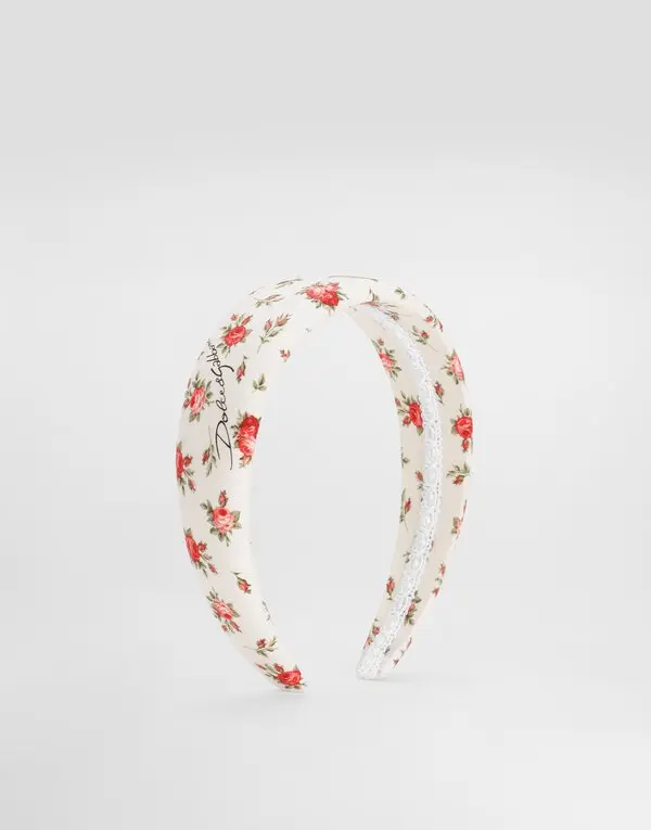 Dolce & Gabbana Small Rose-print Poplin Headband Accessories