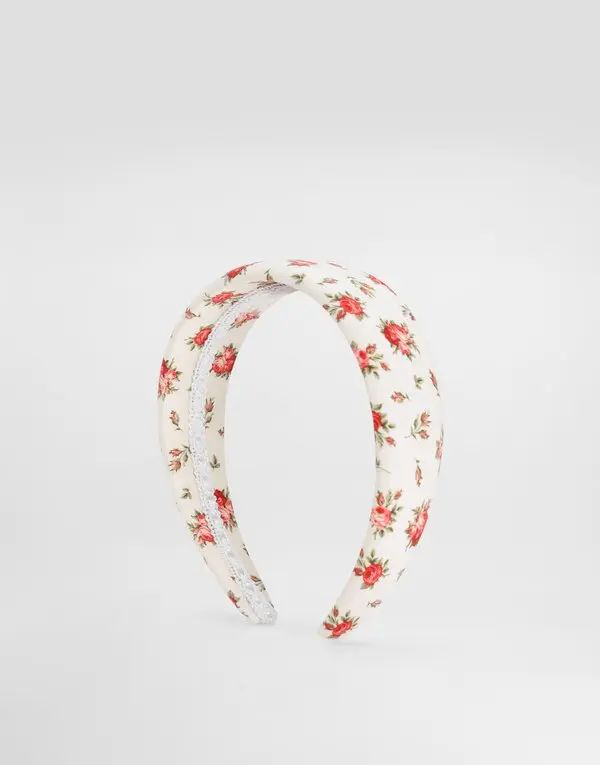 Dolce & Gabbana Small Rose-print Poplin Headband Accessories