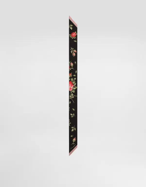 Dolce & Gabbana Rose Bouquet-print Silk Twill Bandeau 6x100 Scarves And Silks - Multicolor