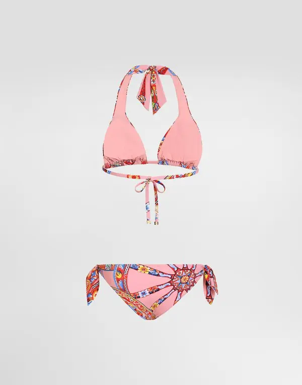 Dolce & Gabbana Carretto-print Triangle Bikini