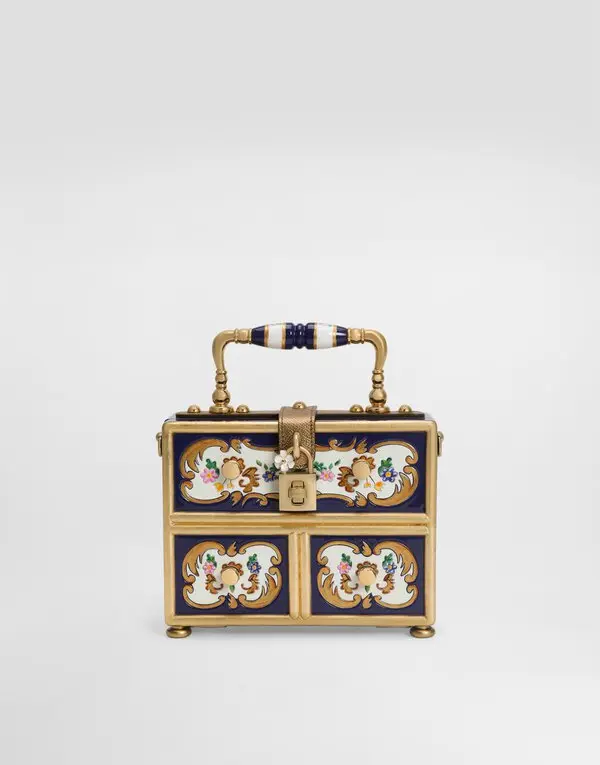 Dolce & Gabbana Dolce Box Handbag In Painted Wood Handbags Multi-colored - Multicolor