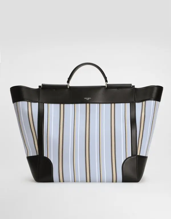 Dolce & Gabbana Sicily Striped Jacquard Handbag Shoppers