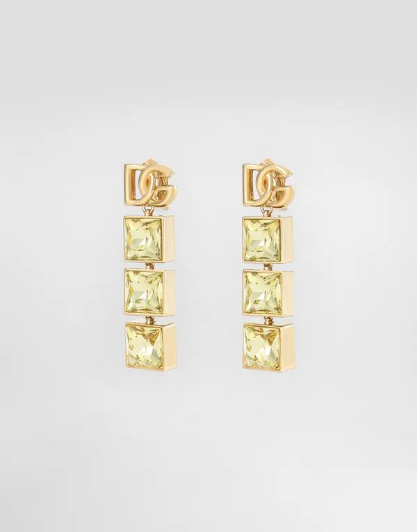 Dolce & Gabbana Drop Earrings With Dg Logo And Crystal Rhinestones