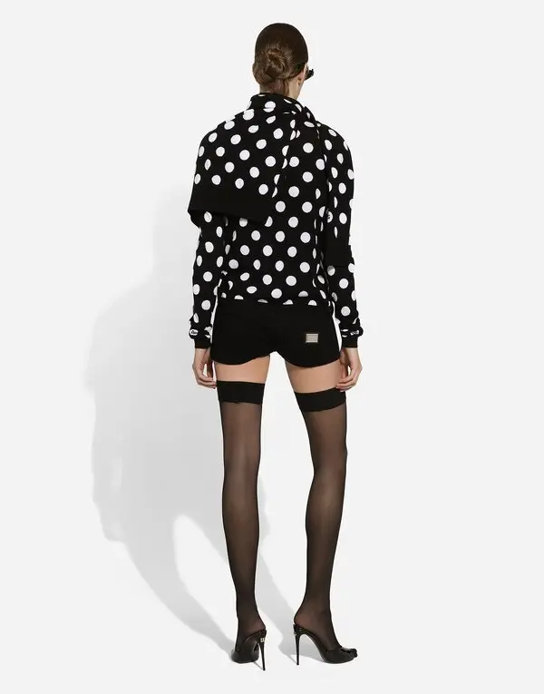 Dolce & Gabbana Wool And Silk Cardigan With Polka-dot Inlay
