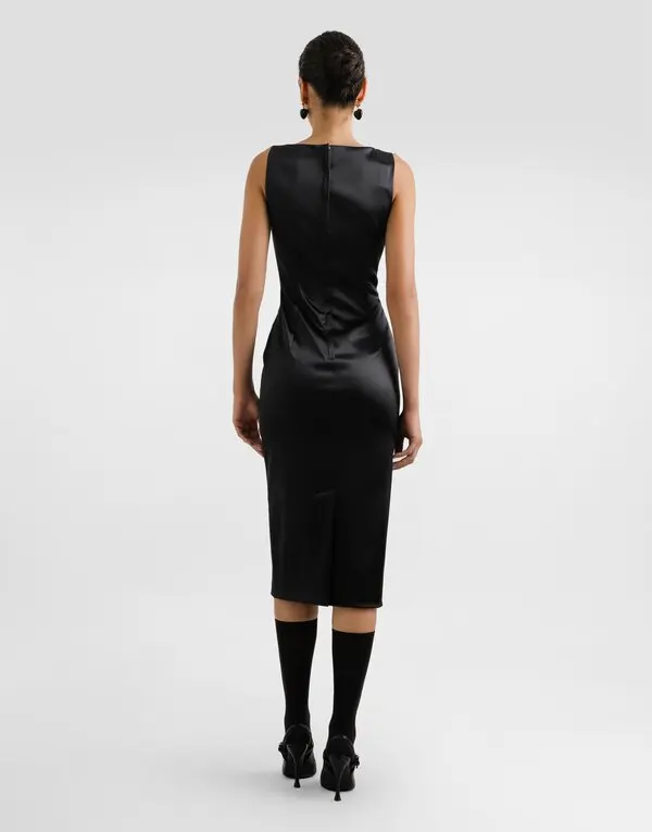 Dolce & Gabbana Stretch Satin Dress Dresses Gray Satin
