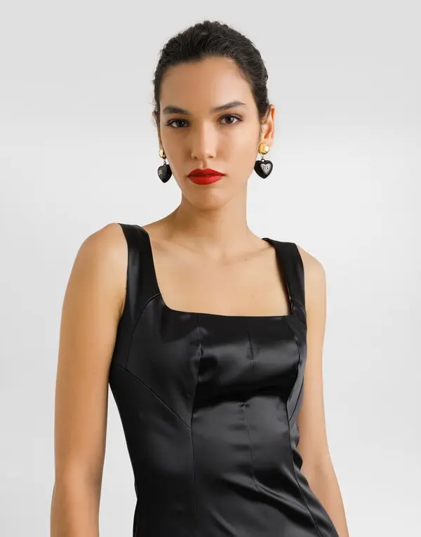 Dolce & Gabbana Stretch Satin Dress Dresses Gray Satin