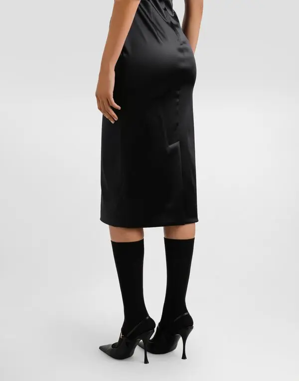 Dolce & Gabbana Stretch Satin Dress Dresses Gray Satin