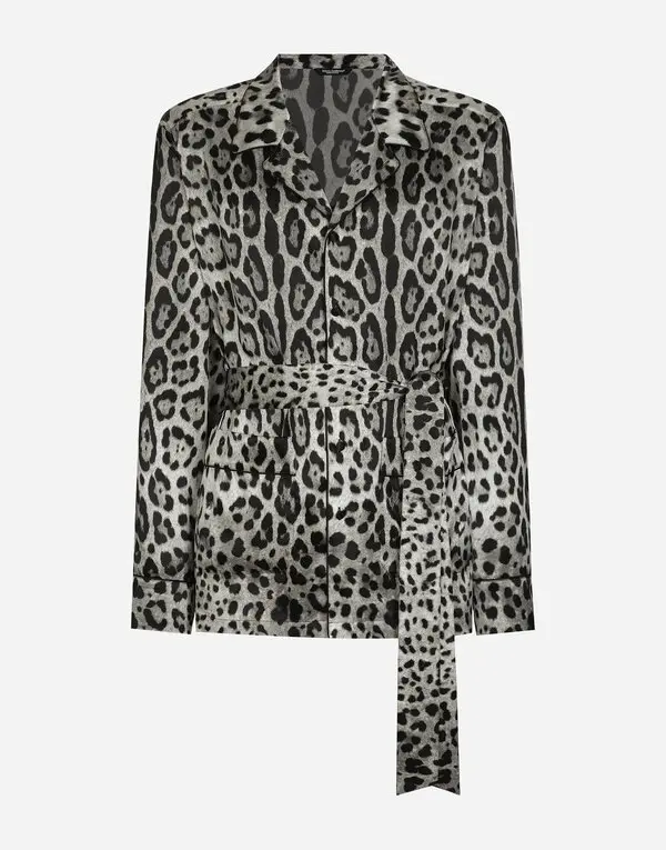 Dolce & Gabbana Leopard- Satin Robe Underwear And Loungewear - Print