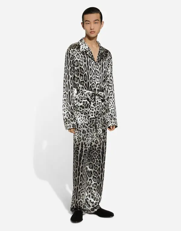 Dolce & Gabbana Leopard- Satin Robe Underwear And Loungewear