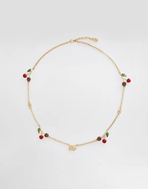 Dolce & Gabbana Necklace With Dg Logo And Cherry Charms Bijoux Metal - Gold