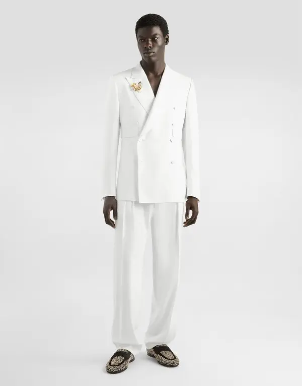 Dolce & Gabbana Wool Faille Trousers - White