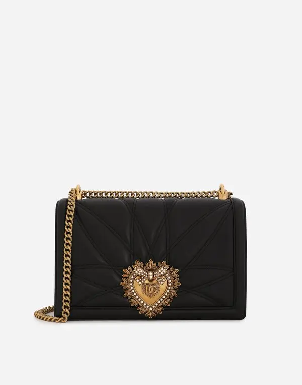 Dolce & Gabbana Large Devotion Bag In Quilted Nappa Leather Shoulder And Crossbody Bags Leather - Black