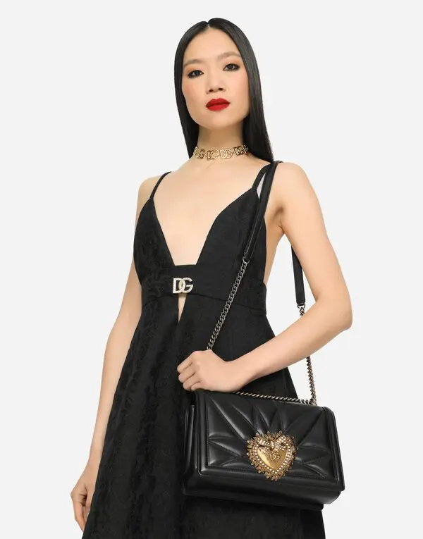 Dolce & Gabbana Large Devotion Bag In Quilted Nappa Leather Shoulder And Crossbody Bags Leather - Black