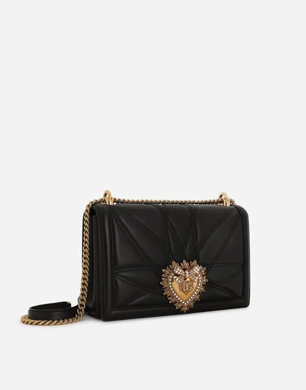 Dolce & Gabbana Large Devotion Bag In Quilted Nappa Leather Shoulder And Crossbody Bags Leather - Black