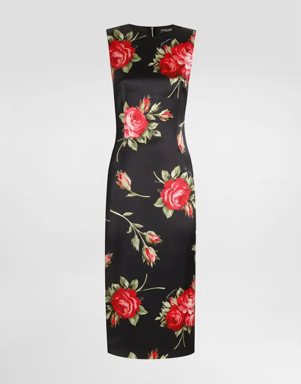 Dolce & Gabbana Rose Bouquet-print Satin Dress Dresses - Multicolor