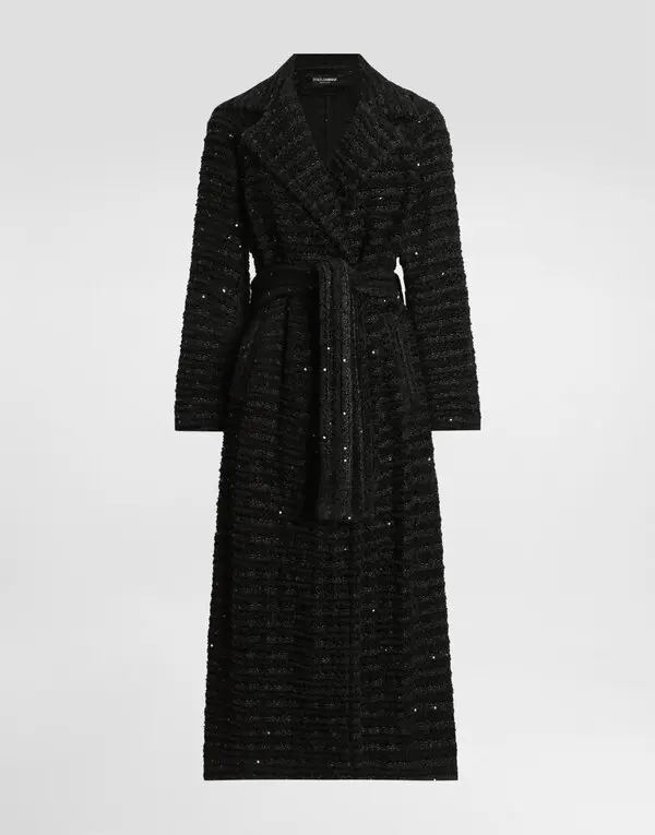 Dolce & Gabbana Tweed Coat With Micro-sequin Embellisht Coats And Jackets