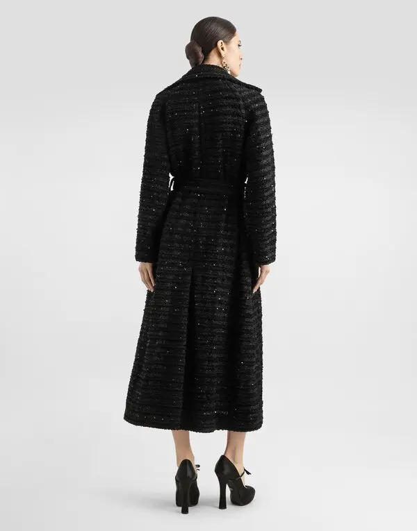 Dolce & Gabbana Tweed Coat With Micro-sequin Embellisht Coats And Jackets