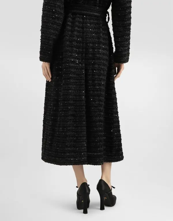 Dolce & Gabbana Tweed Coat With Micro-sequin Embellisht Coats And Jackets