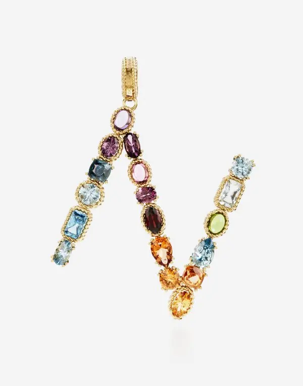 Dolce & Gabbana Charm N Lettering 18-carat Yellow And Multicolored Gems Charms - Gold