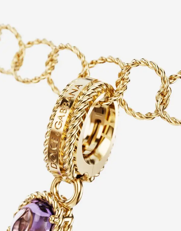 Dolce & Gabbana 18-carat Yellow Alphabet Charm With Mixed Gemstones - Gold