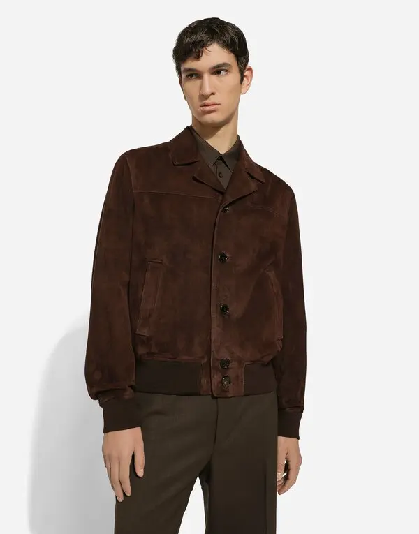 Dolce & Gabbana Nappa Suede Bomber Jacket Coats And Jackets Multi-colored