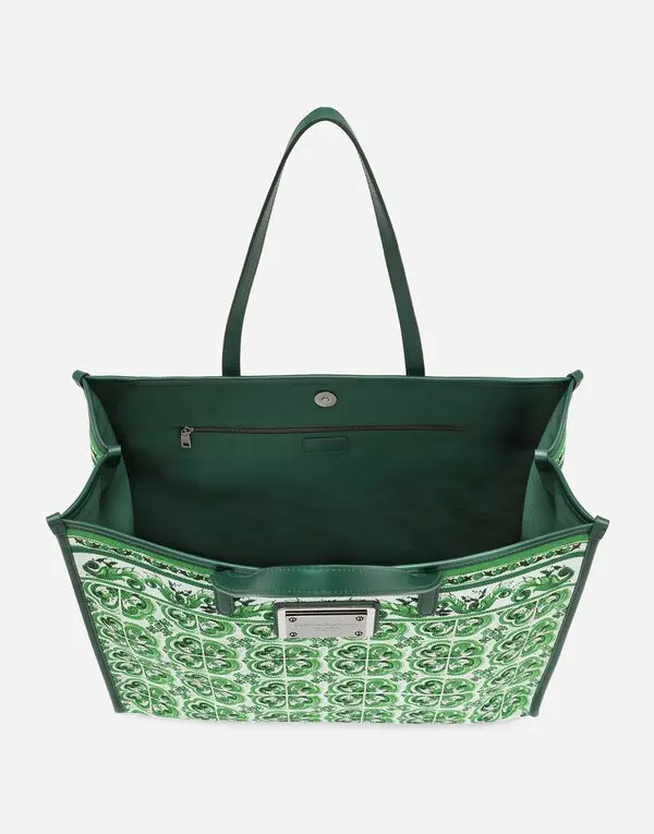 Dolce & Gabbana Large Canvas Shopper With Majolica