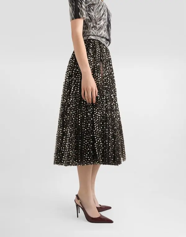 Dolce & Gabbana Embellished Tulle Midi Skirt