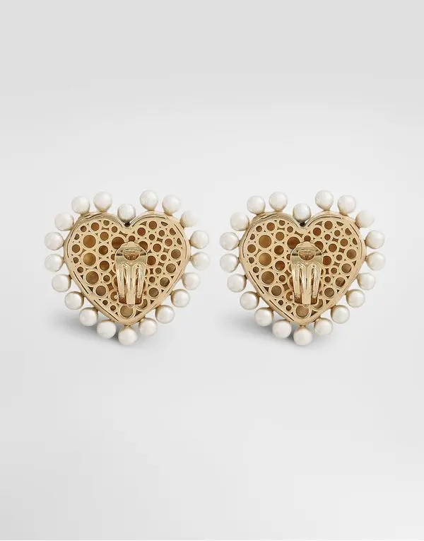 Dolce & Gabbana Heart Earrings With Beaded Detailing