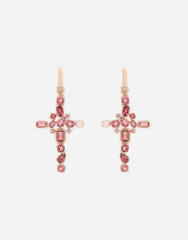 Dolce & Gabbana Rainbow Monochrome Earrings 18 Carat Gold And Pink Tourmalines Earrings Gold - Red