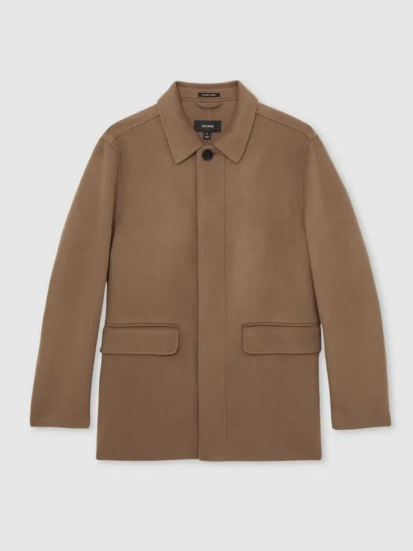 REISS Wool Blend Double Face Button Jacket - Brown