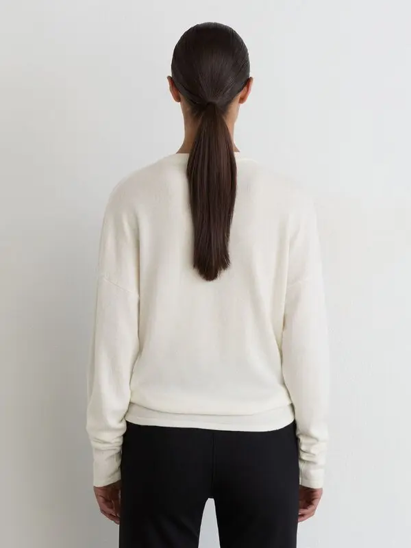 REISS Wool-blend Reverse-seam Jumper With Cashmere - Ivory