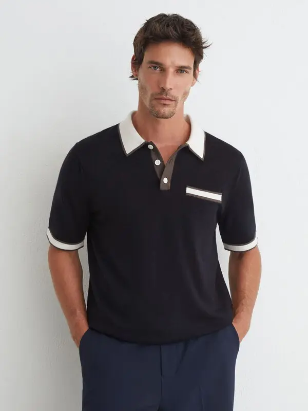 REISS Merino Wool Contrast-trim Polo Shirt