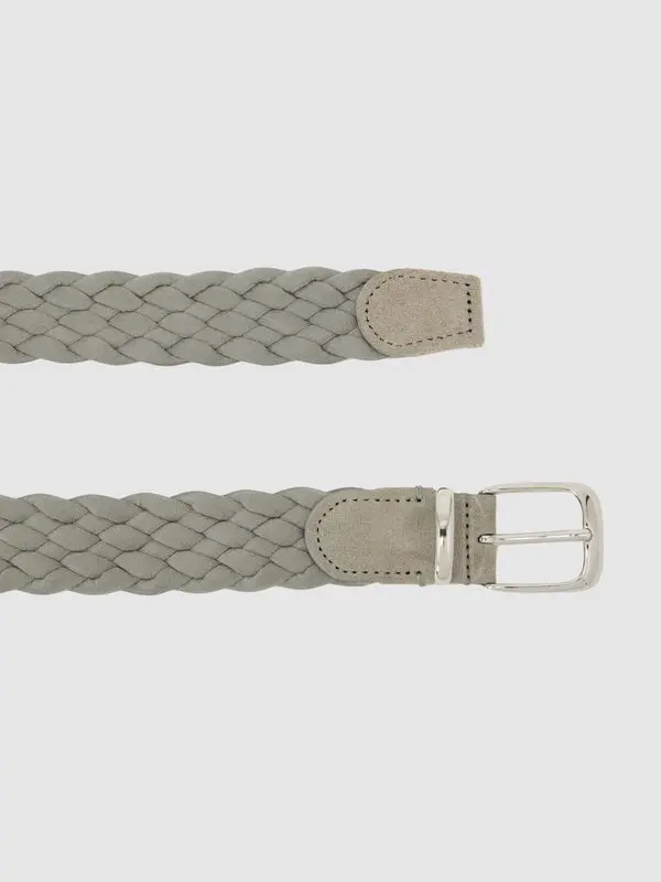 REISS Woven Belt - Soft Grey