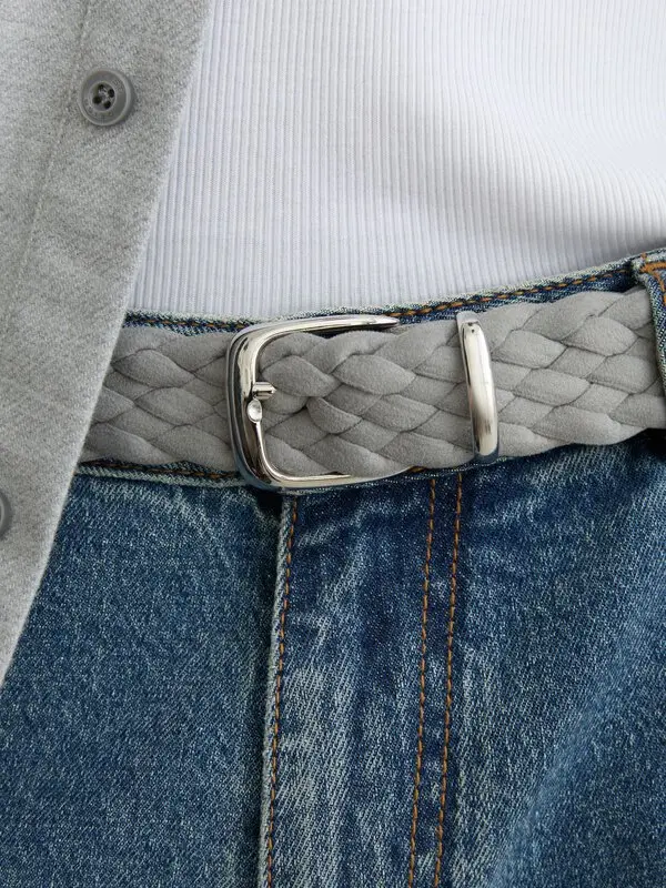 REISS Woven Belt - Soft Grey