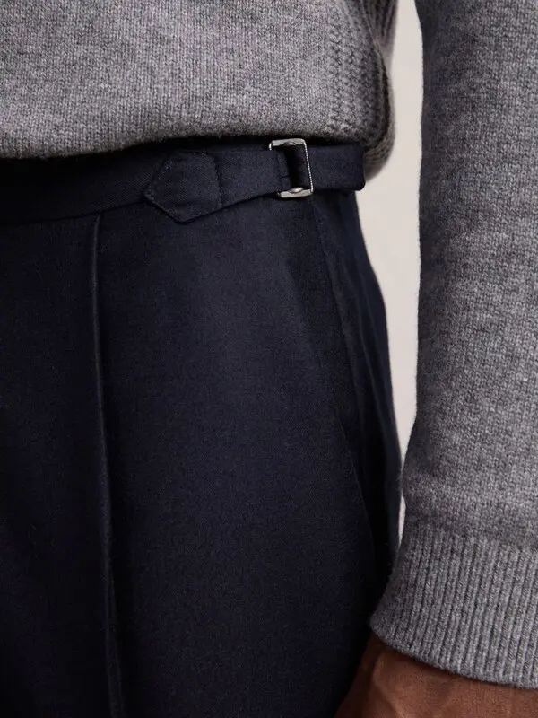 REISS Stretch-cotton Tapered Trousers - Navy