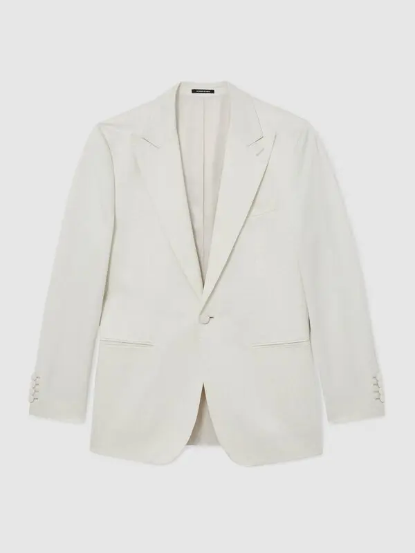 REISS Textured Single-breasted Blazer Tailored-fit Cotton-blend
